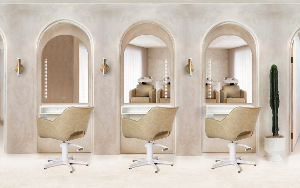 Chloe Sand Styling Chair | Comfortel Salon Furniture USA + Canada