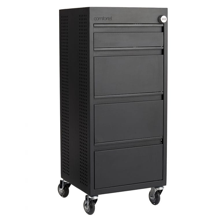 Studio 4 Drawer Steel Locking Salon Trolley | Comfortel Salon Furniture ...