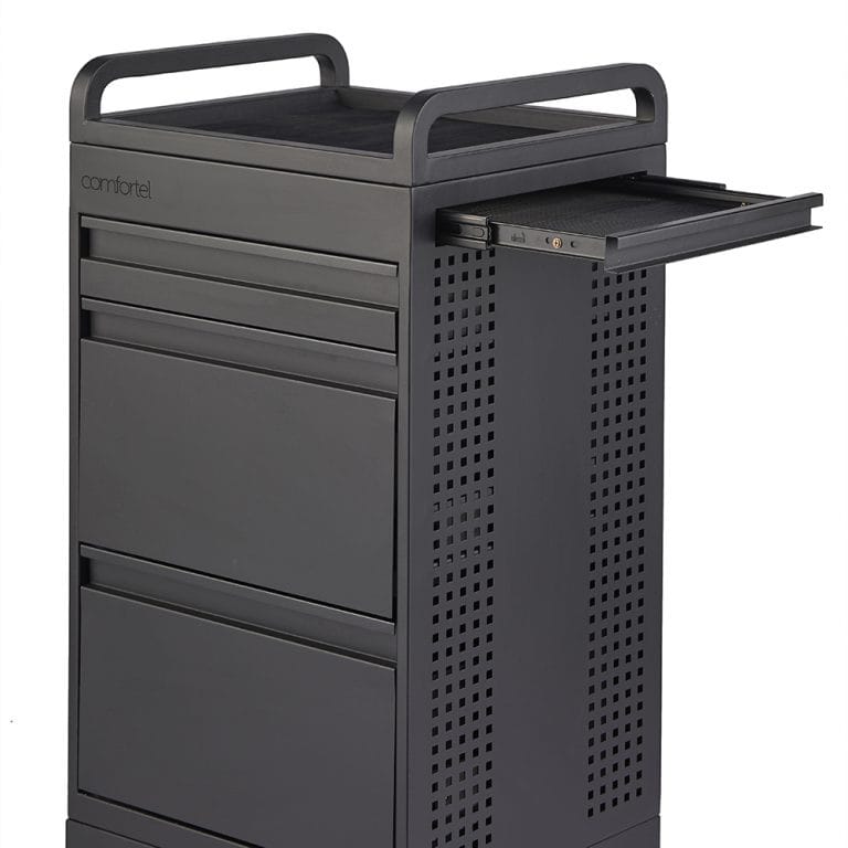 Studio 3 Drawer Steel Salon Trolley Black | Comfortel Salon Furniture USA