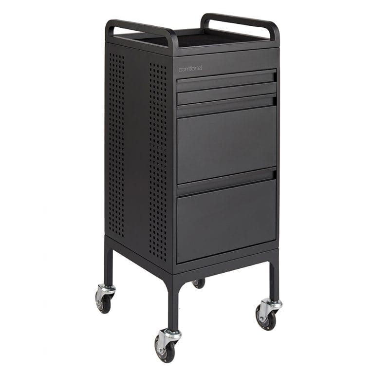 Studio 3 Drawer Steel Salon Trolley Black | Comfortel Salon Furniture USA